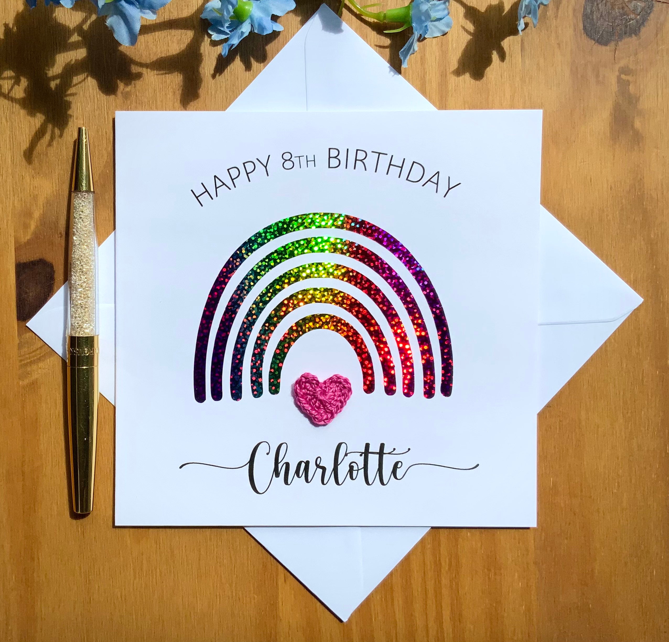 Glitter Rainbow Birthday Card Rainbow Card Daughter Birthday - Etsy