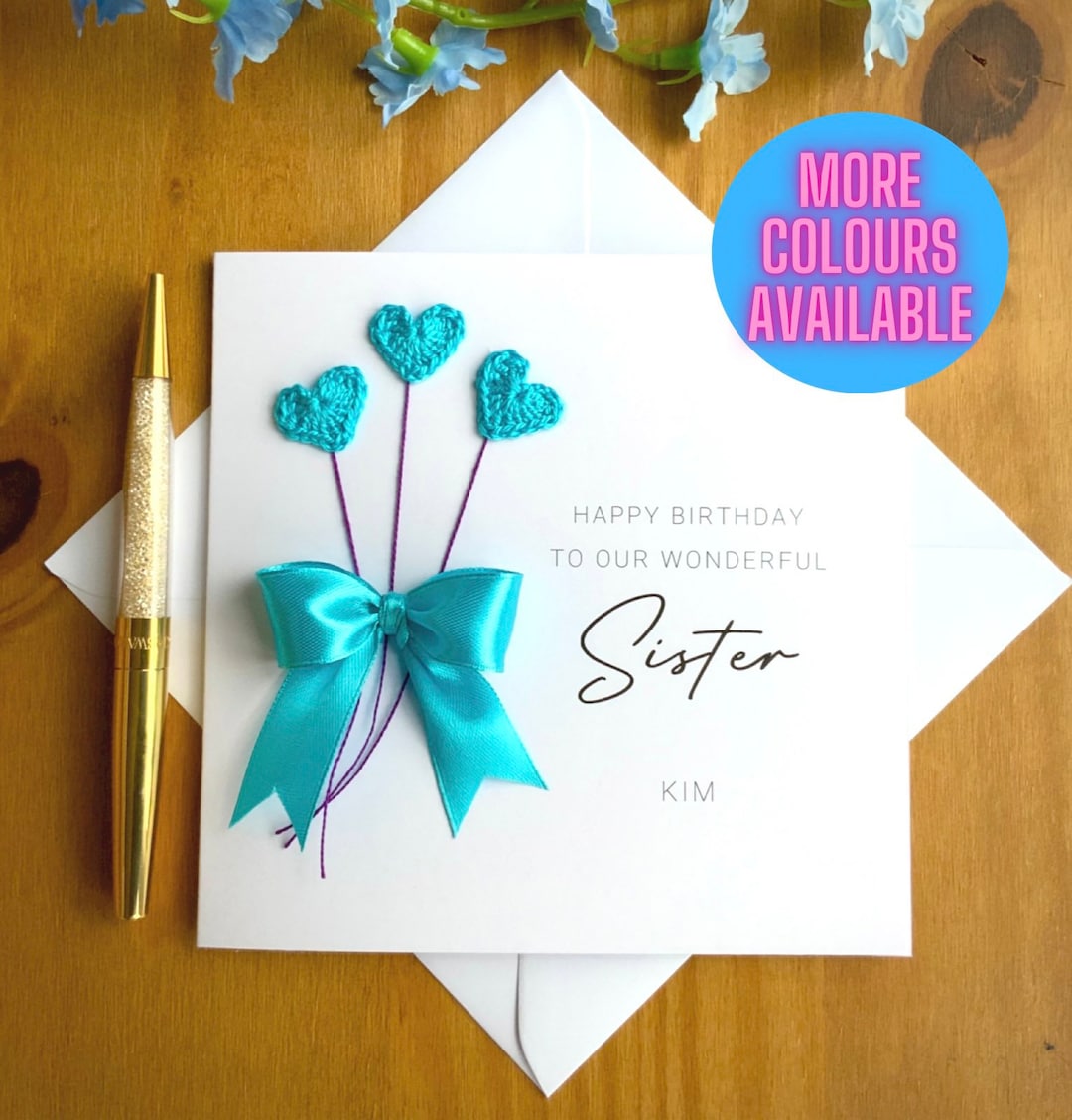 Sister Birthday Card, Personalised Sister Card, Heart Balloon Card ...