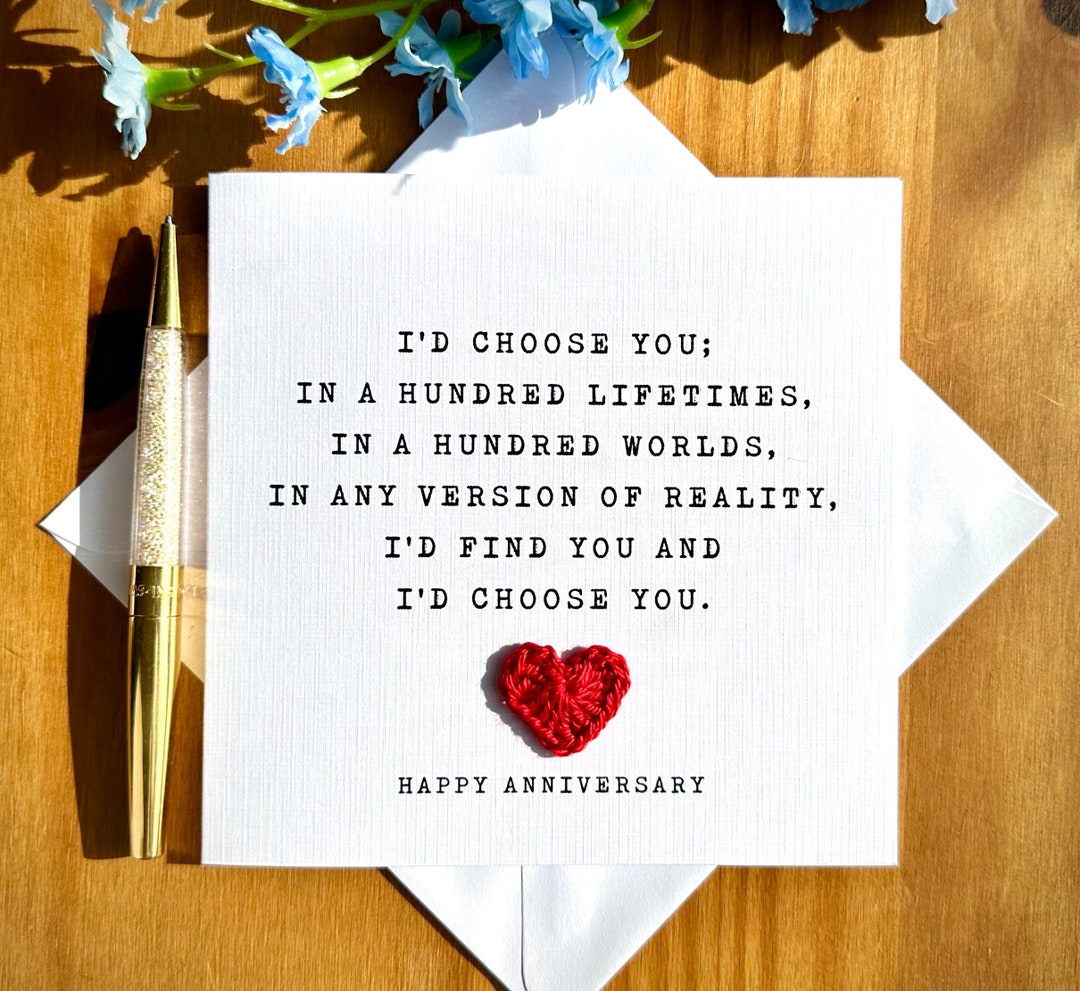Romantic Anniversary Card: Cotton Heart, Words of Love, TLC0287 - Etsy