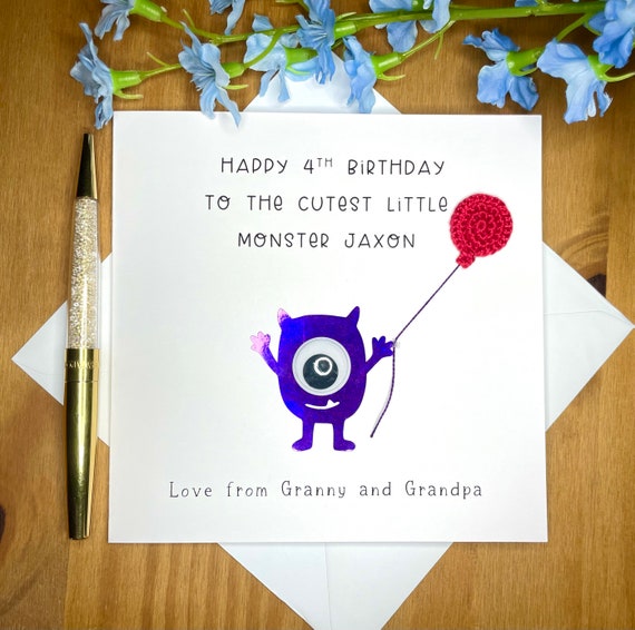 Little Monster Birthday Card Cute Monster Card Childrens - Etsy
