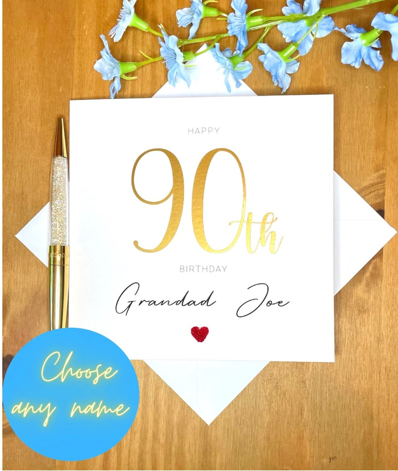 90th Birthday Card Ninetieth Birthday Card Personalised 90th | Etsy