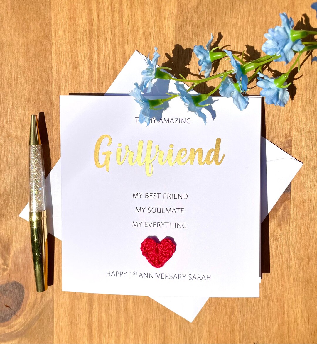 Girlfriend Anniversary Card, Personalised Girlfriend Card, Happy ...