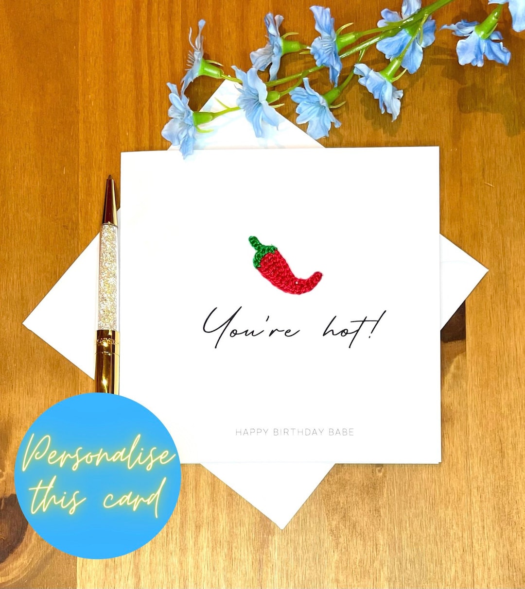 You're Hot Birthday Card: Handmade Chili Design - Etsy