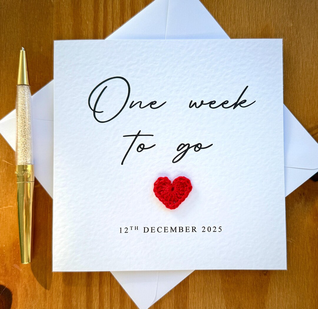One Week to Go Card: Crochet Heart, Wedding Countdown Card, TLC0495 - Etsy