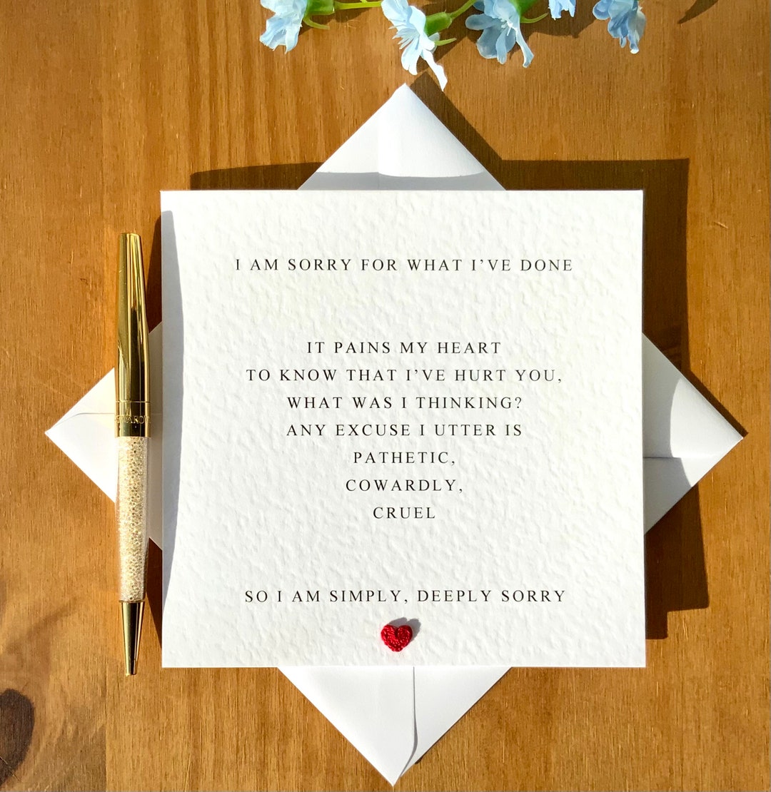I'm Sorry Card: Handmade Apology Card With Heart, TLC0016 - Etsy
