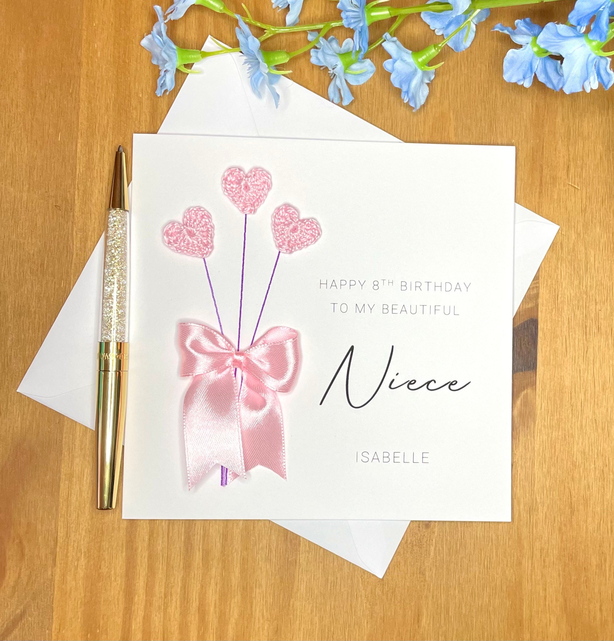 Niece Birthday Card, Handmade Heart Balloon & Bow - Etsy