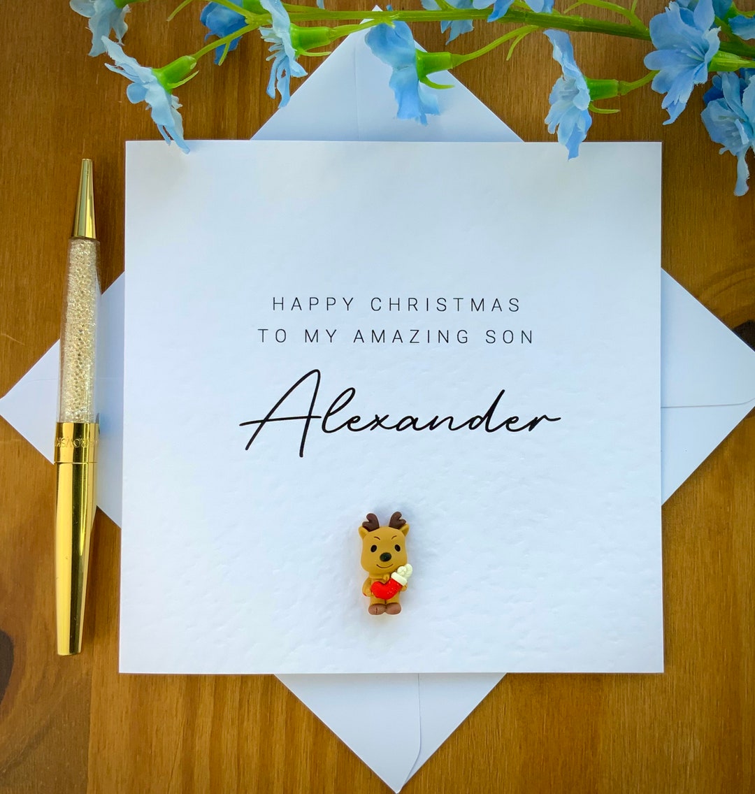 Son Christmas Card, Christmas Card for Son, Any Name Christmas Card ...