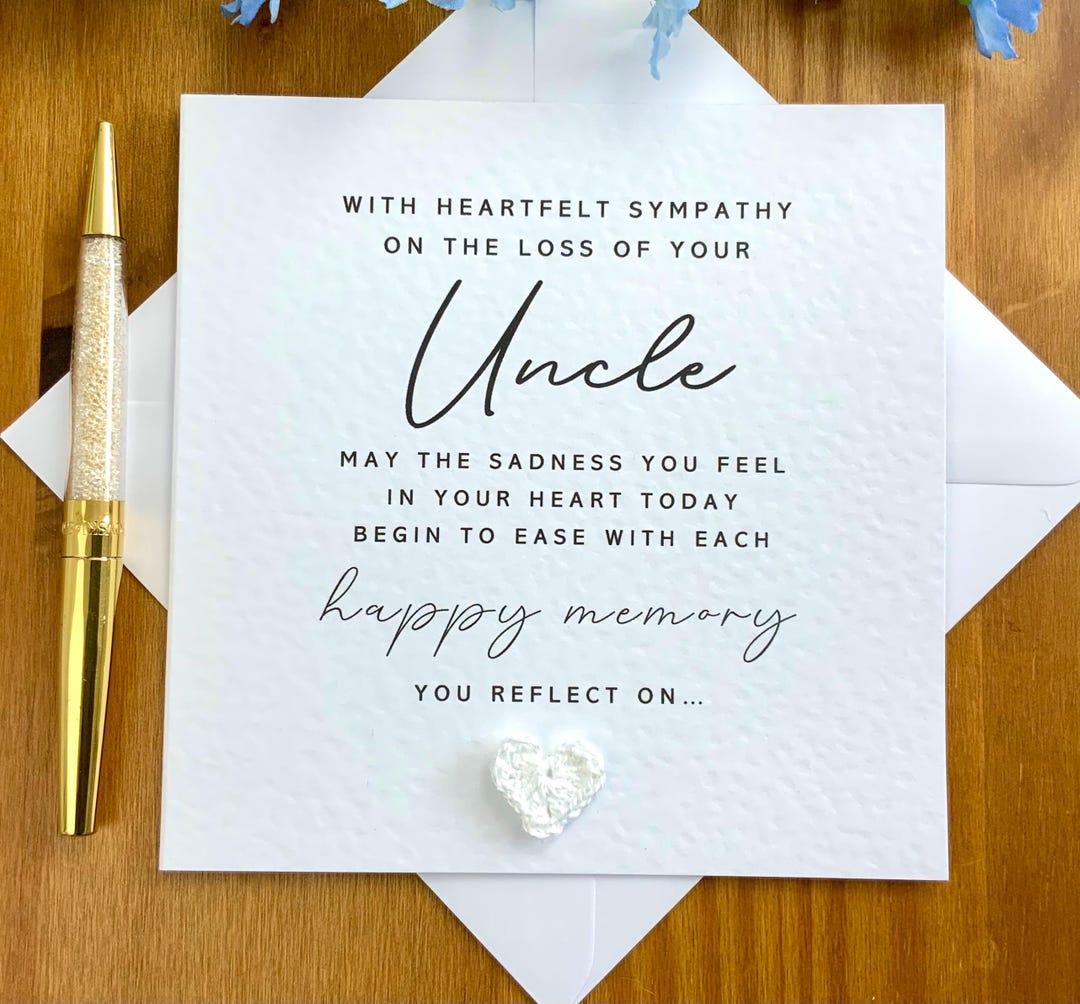 Uncle Sympathy Card, Condolence Card, Bereavement Card, Sorry for Your ...
