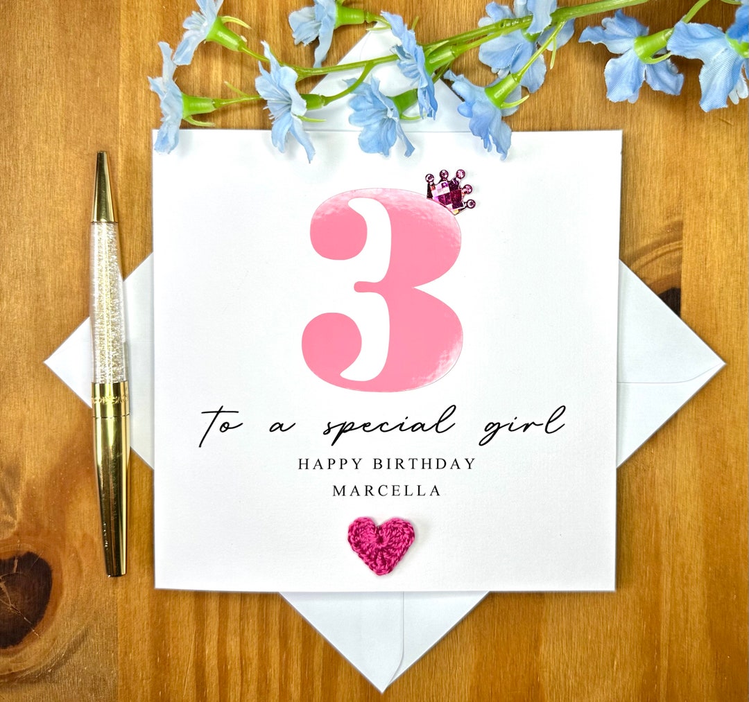 Any Age Girls Number Birthday Card, Number Card, Daughter Birthday Card ...