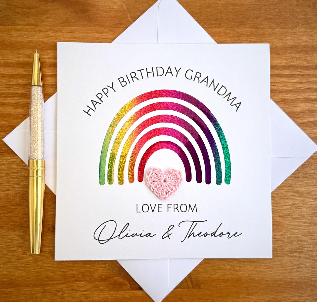 Grandma Birthday Card: Nana Rainbow Card, Personalised Card, Cotton ...