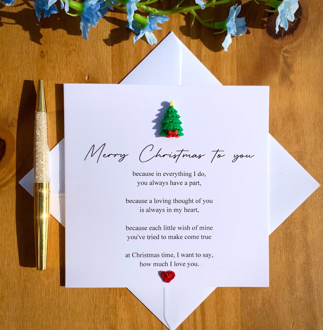Poem Christmas Card: Sentimental Love Card With Crochet Heart, TLC0111 ...