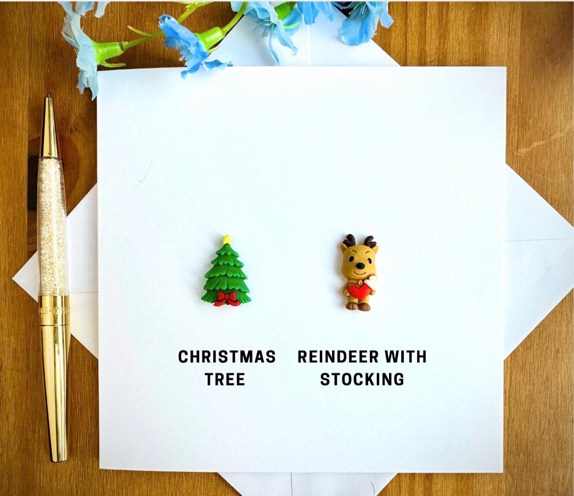 Romantic Christmas Card: Love Poem, Cotton Hearts, Resin Christmas Tree ...
