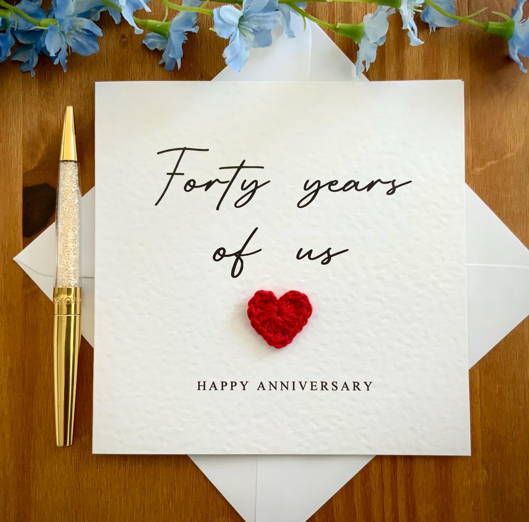 40th Anniversary Card: Crochet Heart, Forty Years of Us, TLC0464 - Etsy