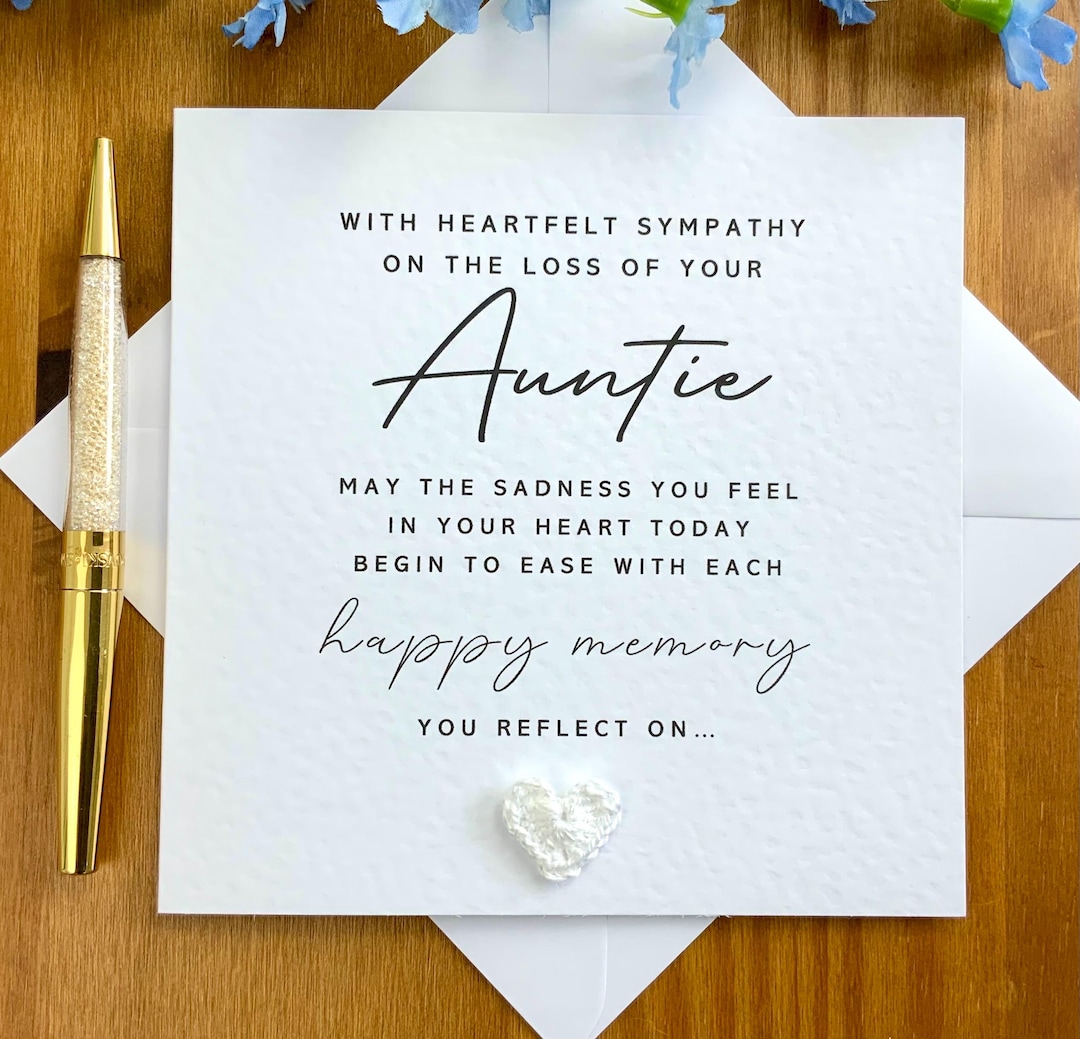Auntie Sympathy Card, Condolence Card, Bereavement Card, Sorry for Your ...