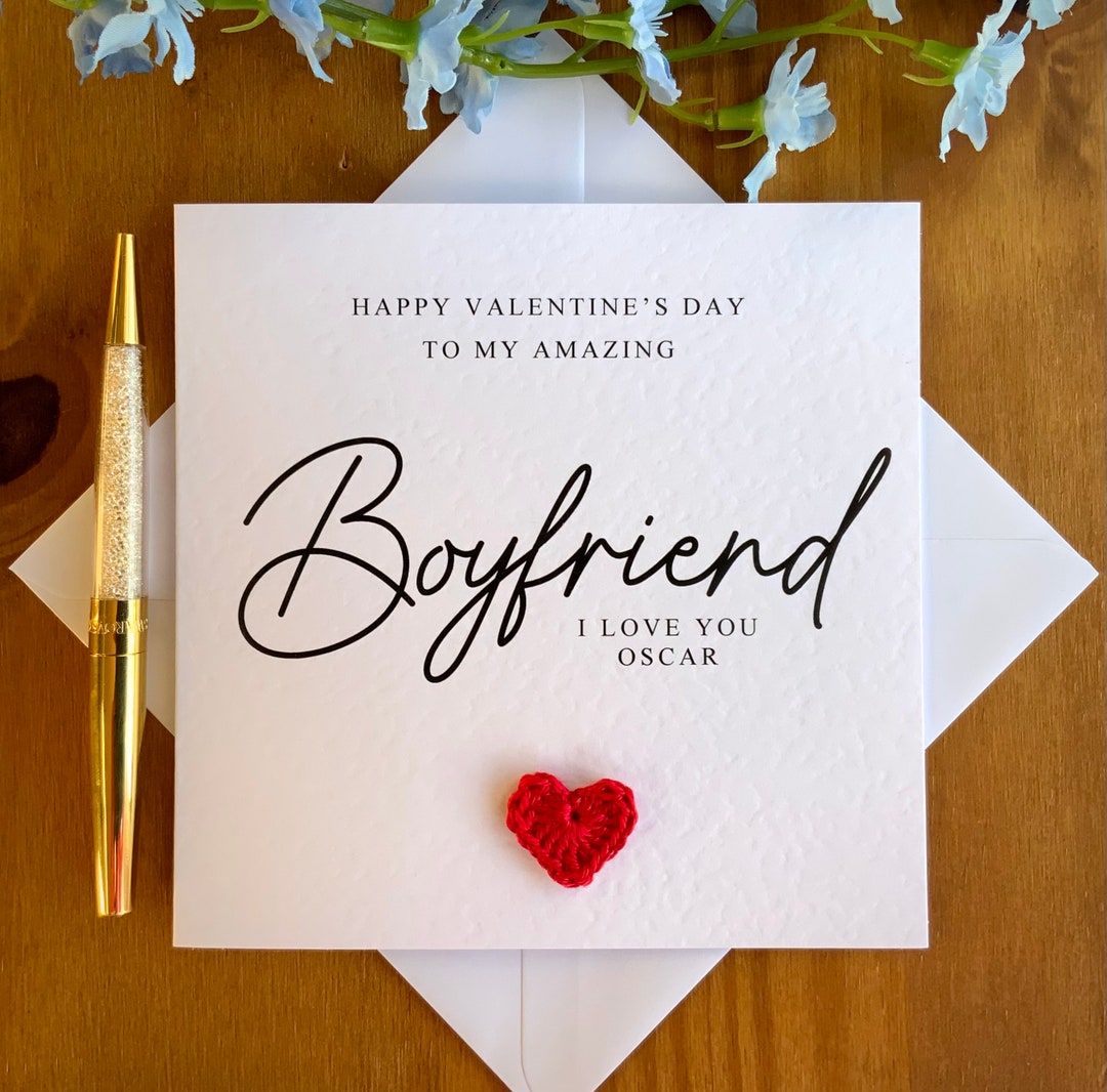 Boyfriend Valentine’s Day Card, Personalised Card for Boyfriend, Luxury ...
