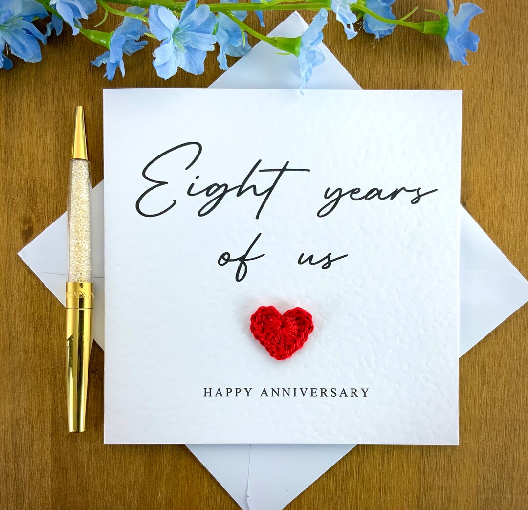 8 Years of Us Card, 8th Anniversary Card, Personalised Anniversary Card ...