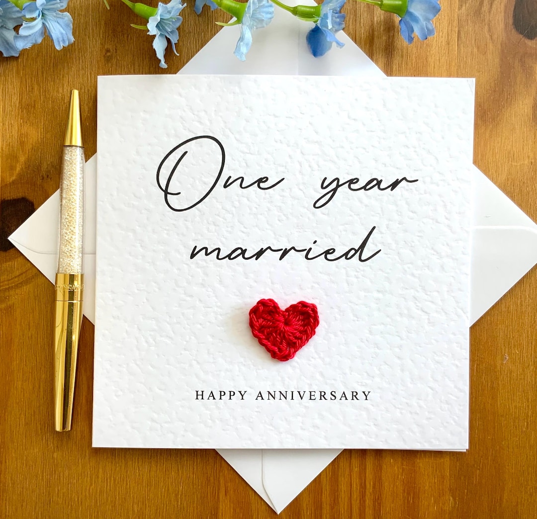 One Year Married Anniversary Card, Wedding Anniversary Card, Paper ...