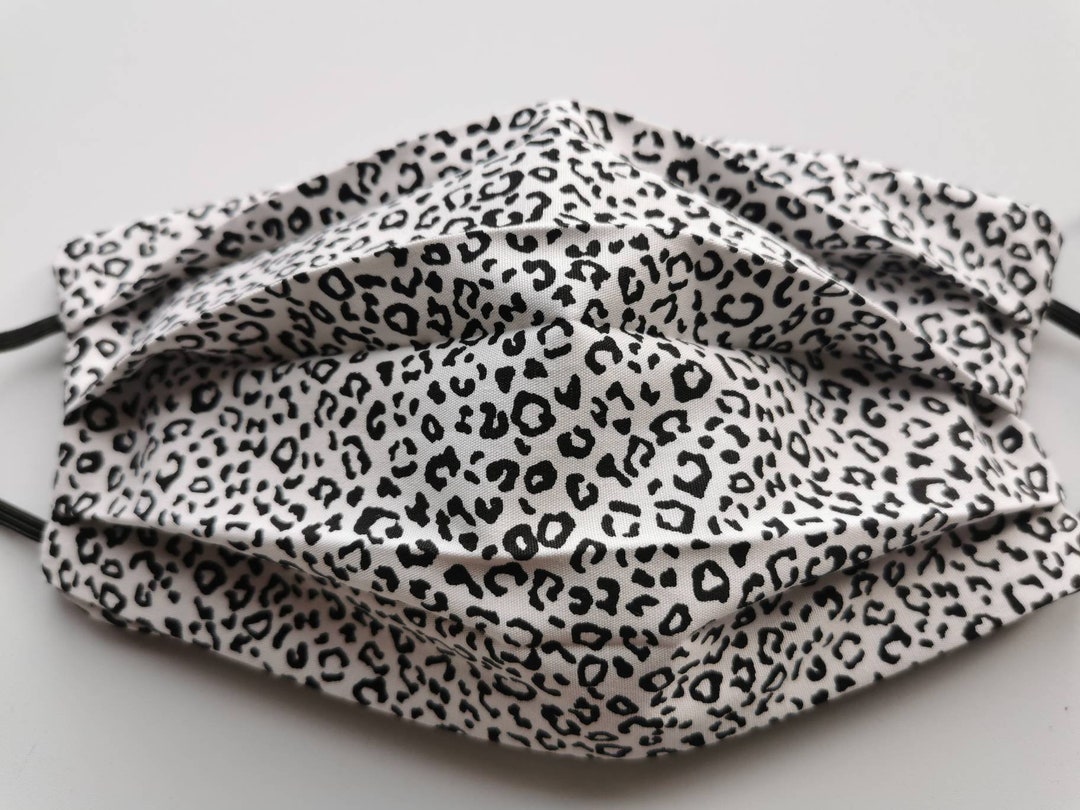 White Leopard Print Cotton Fabric Face Mask. Washable - Etsy