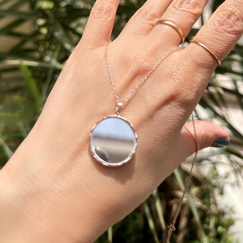Personalized Mirror Pendant Necklace: Protective Energy Amulet - Etsy