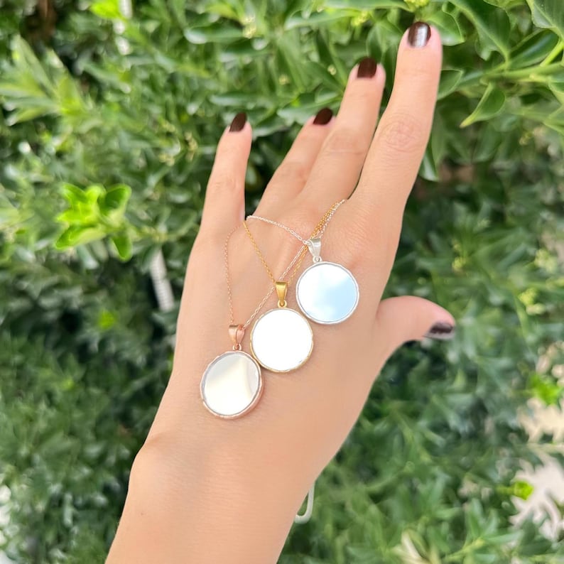 Personalized Mirror Pendant Necklace: Protective Energy Amulet - Etsy