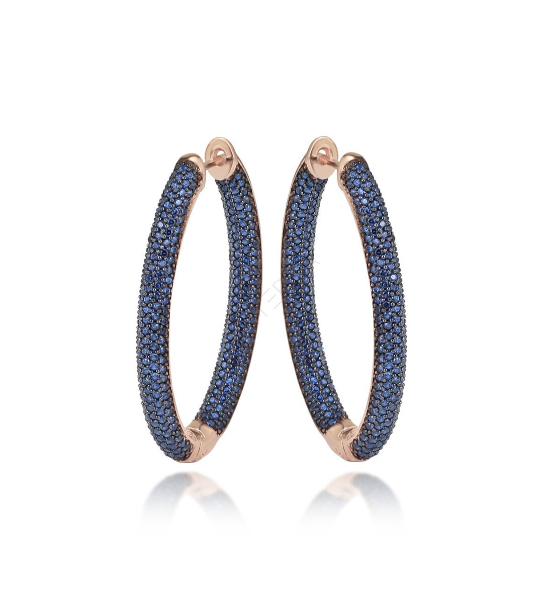 14K Gold Filled Sapphire Hoop Earrings: Sterling Silver Gemstone Hoops ...