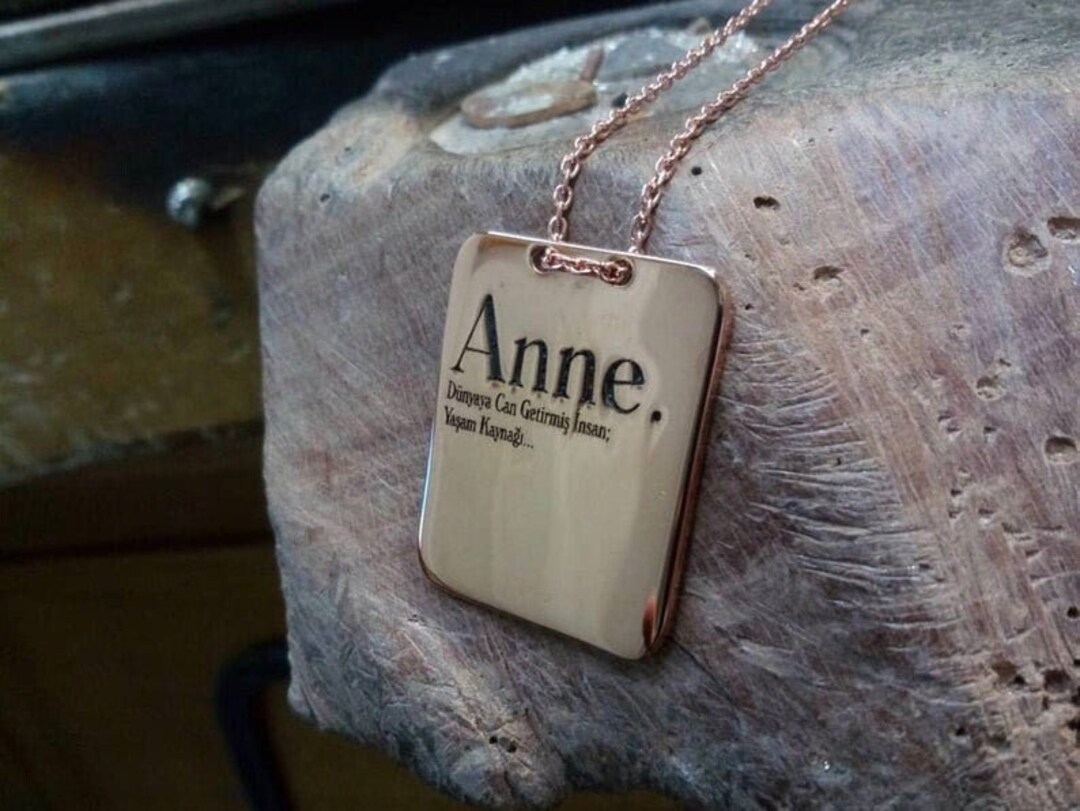 14K Gold Name Tag Necklace, Dainty Name Tag, Initial and Name Engraved ...