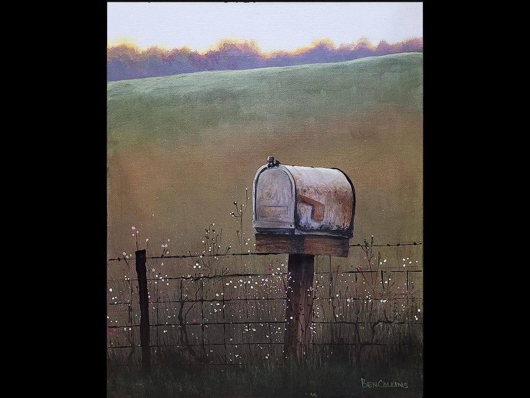 Old Mailbox - 16x20 Original Acrylic Painting by Ben Collins. Free U.S ...