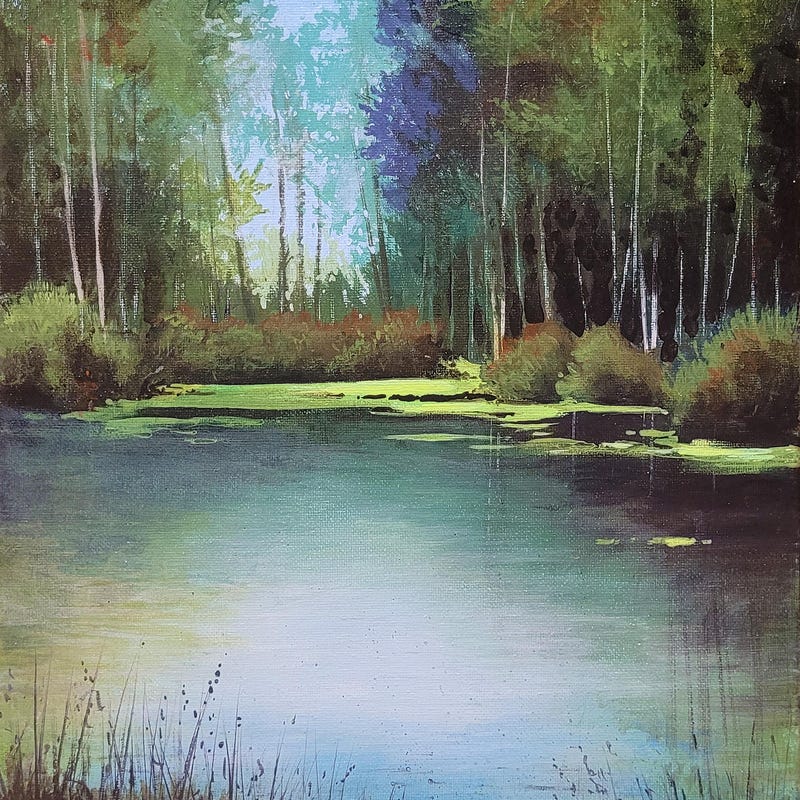 Pond Painting - Etsy