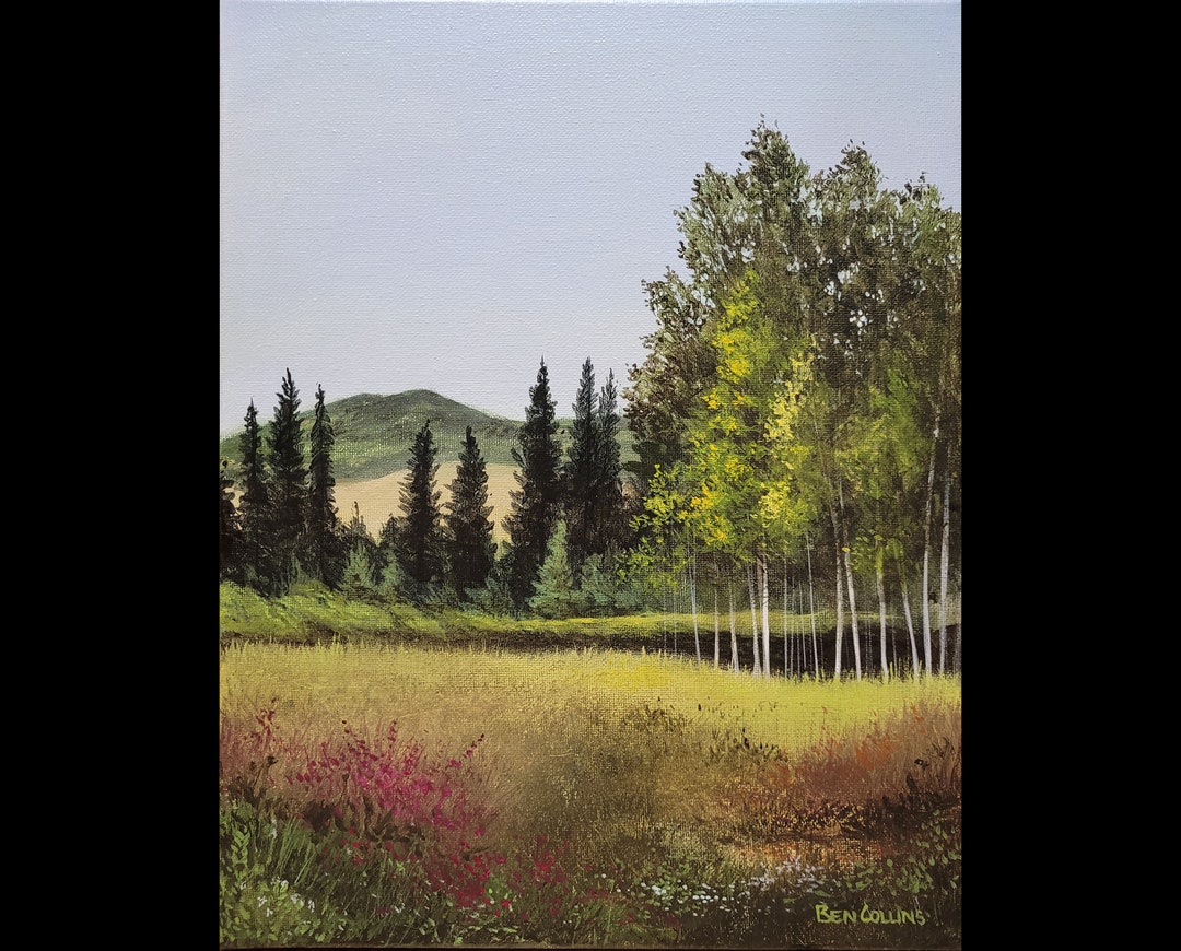 Mountain Meadow 11X14 Original Acrylic Painting by Ben Collins. FREE U ...