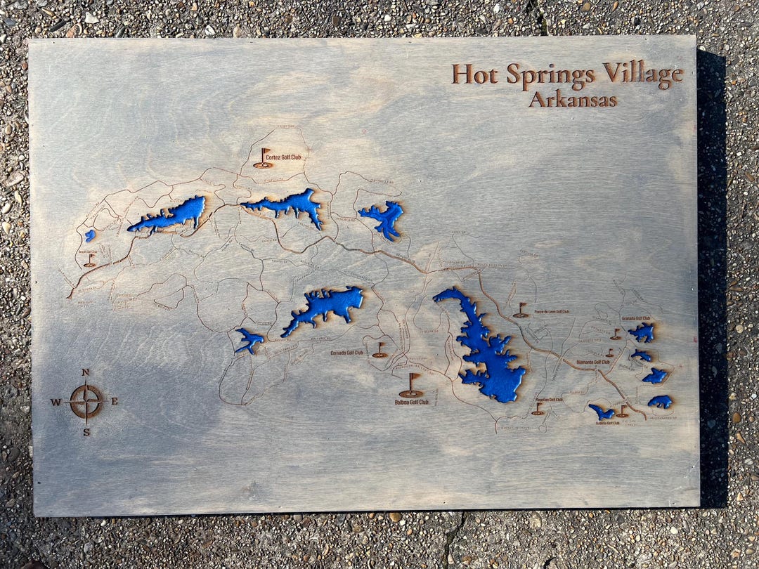 Large Hot Spring Village Epoxy Map - Etsy