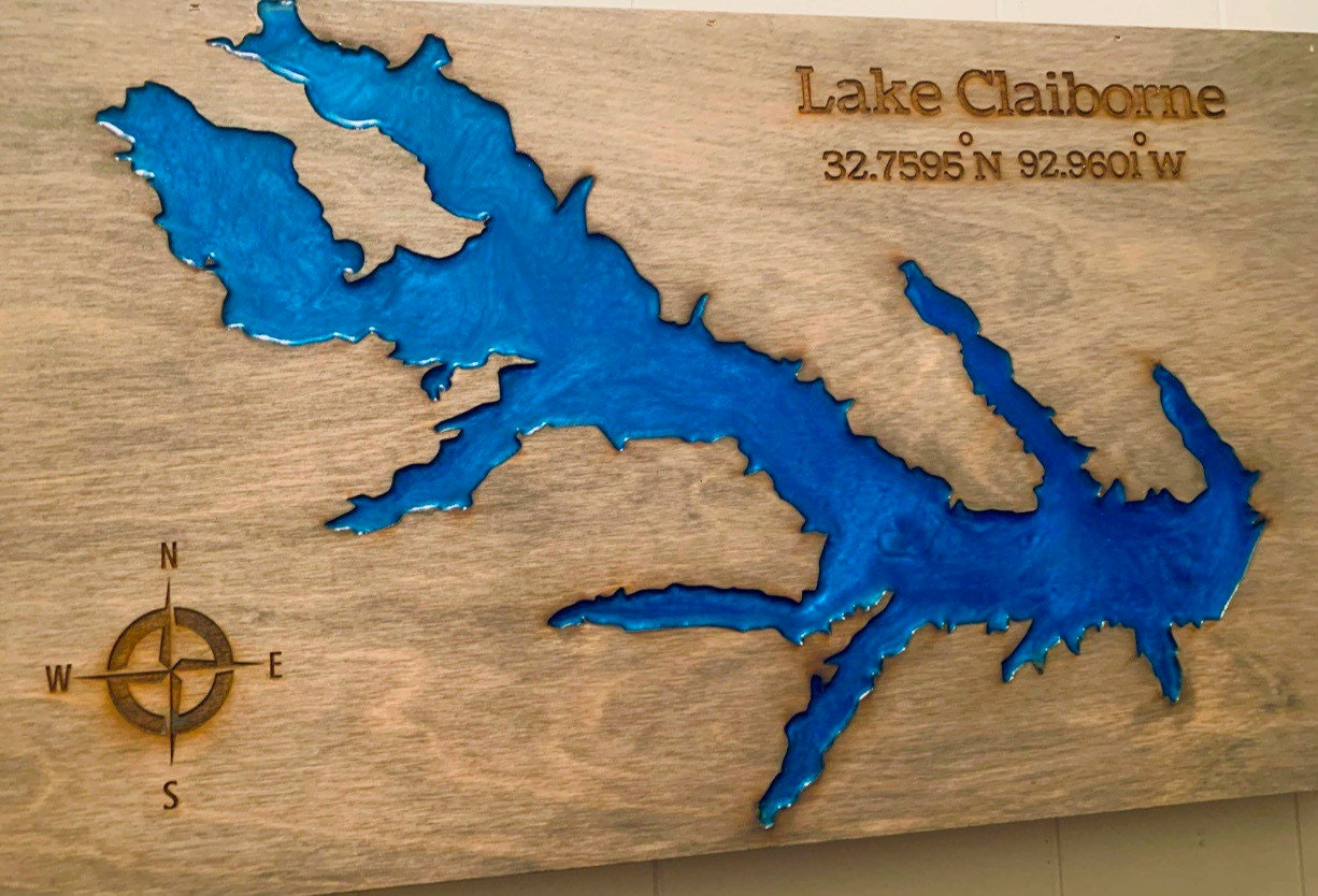 Lake Claiborne Louisiana Epoxy Map - Etsy