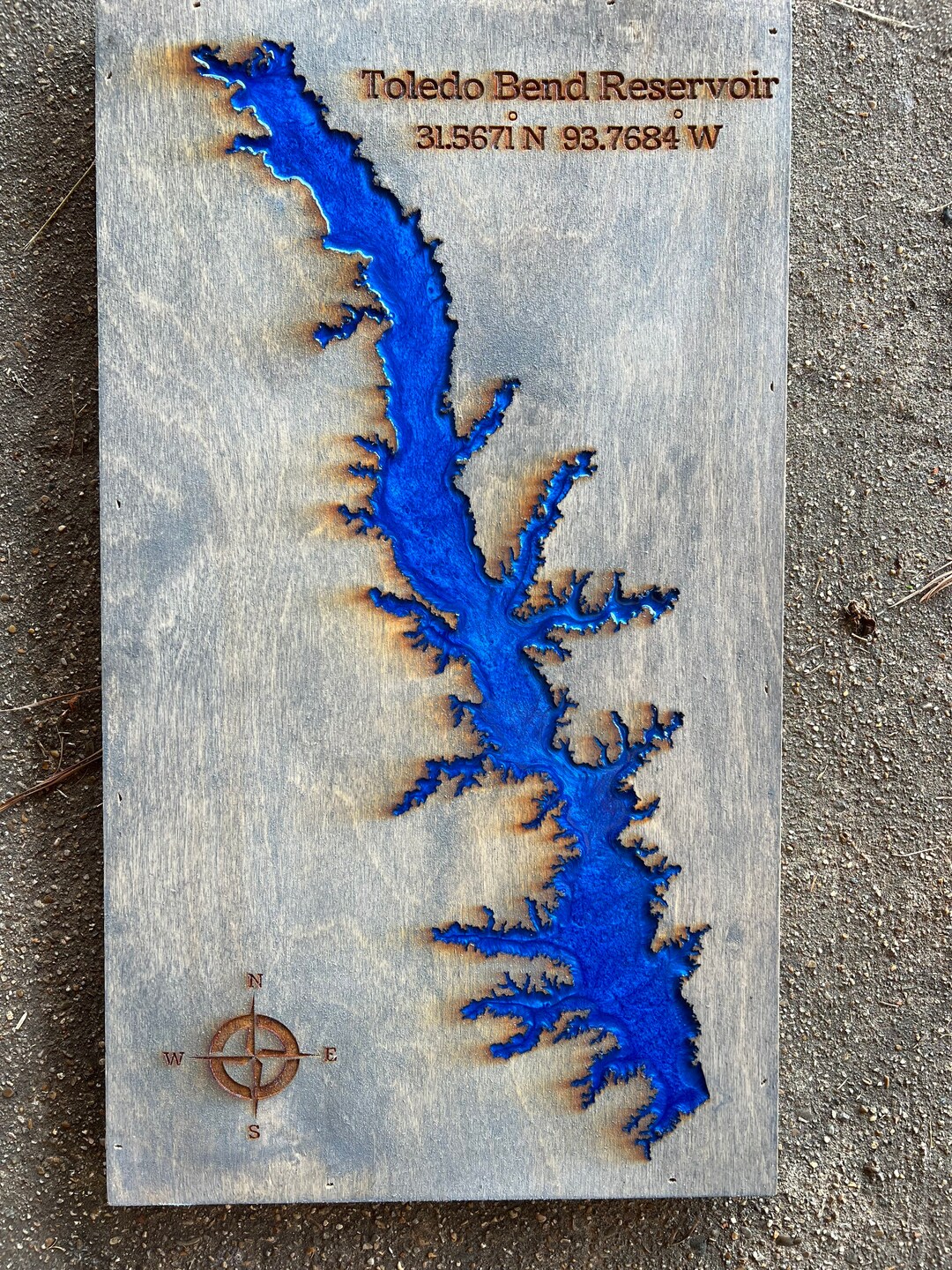 Toledo Bend Reservoir Epoxy Map Wall Decor - Etsy