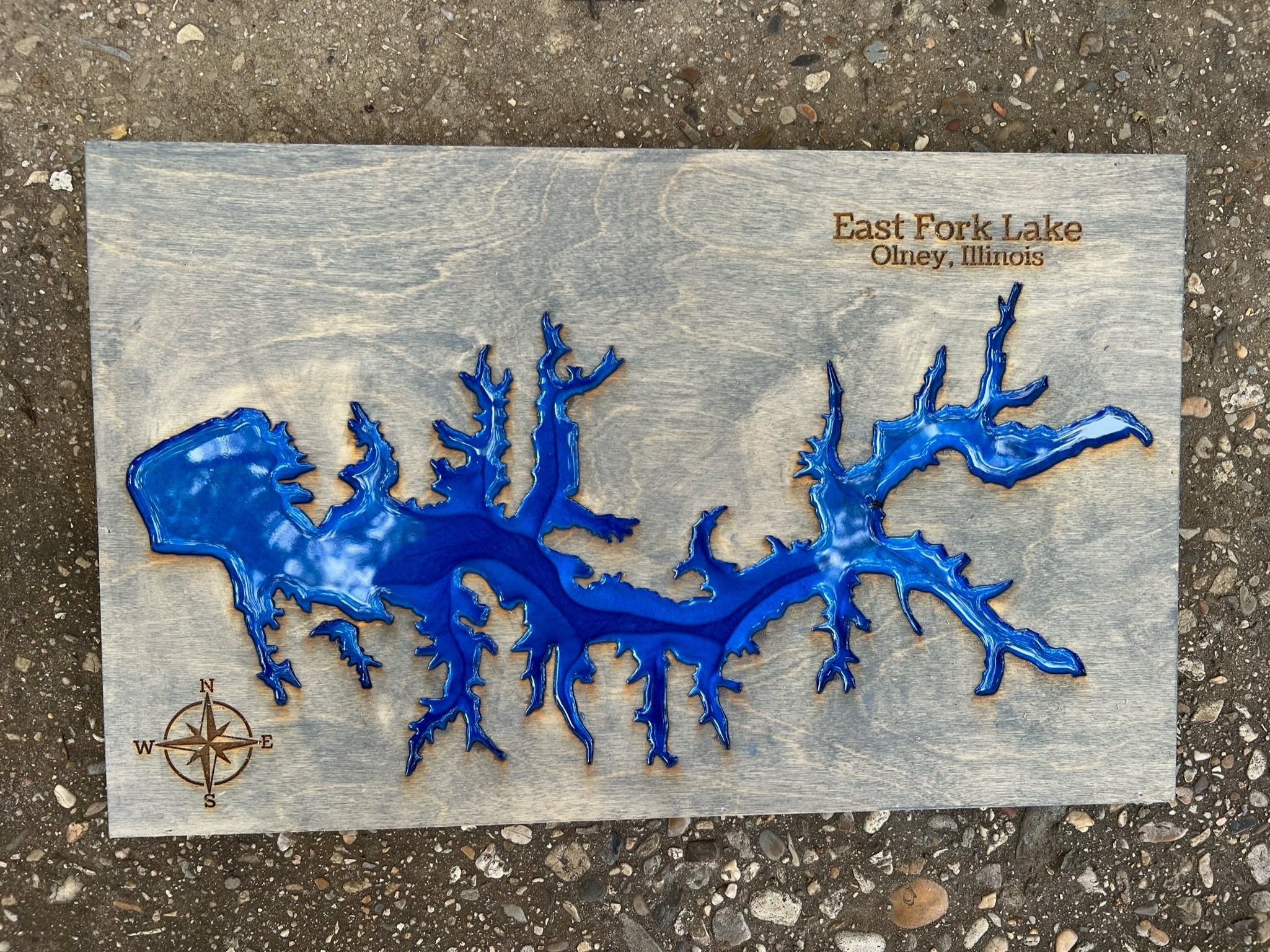 East Fork Lake Illinois Epoxy Lake Map - Etsy