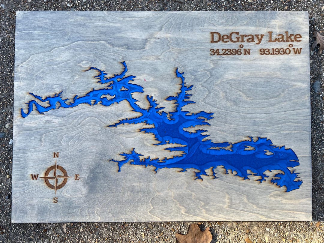 Large Degray Lake Arkansas Epoxy Map Wall Decor - Etsy