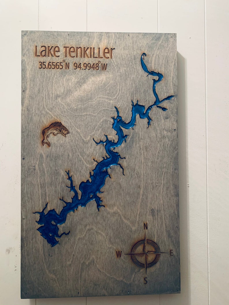 Lake Tenkiller Epoxy Map Sign - Etsy