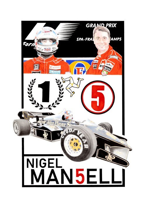Nigel Mansell (red 5) Formula 1 World Champion an A2 PRINT - Etsy