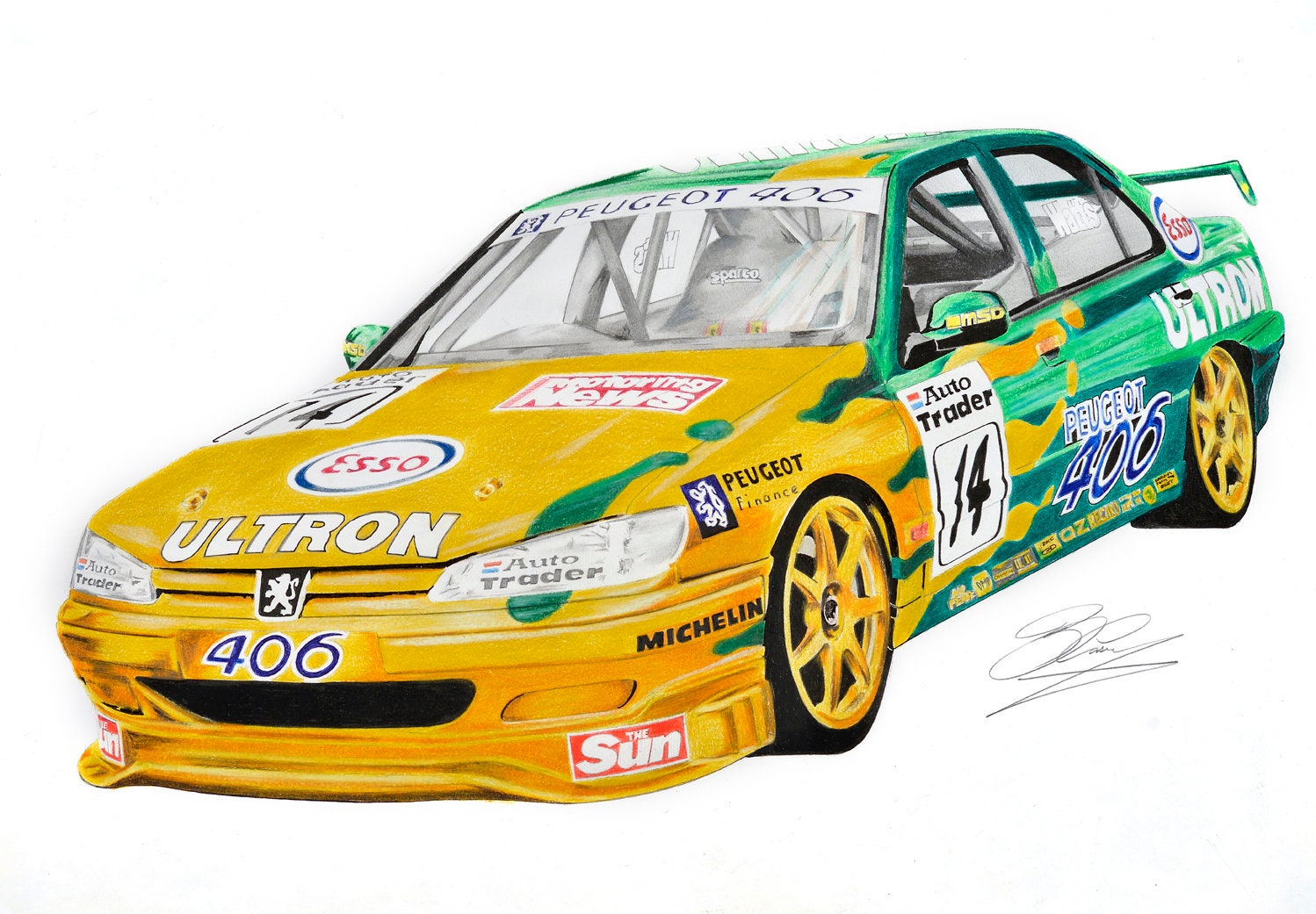 Patrick Watts Esso Ultron Peugeot 406 an A4 PRINT - Etsy