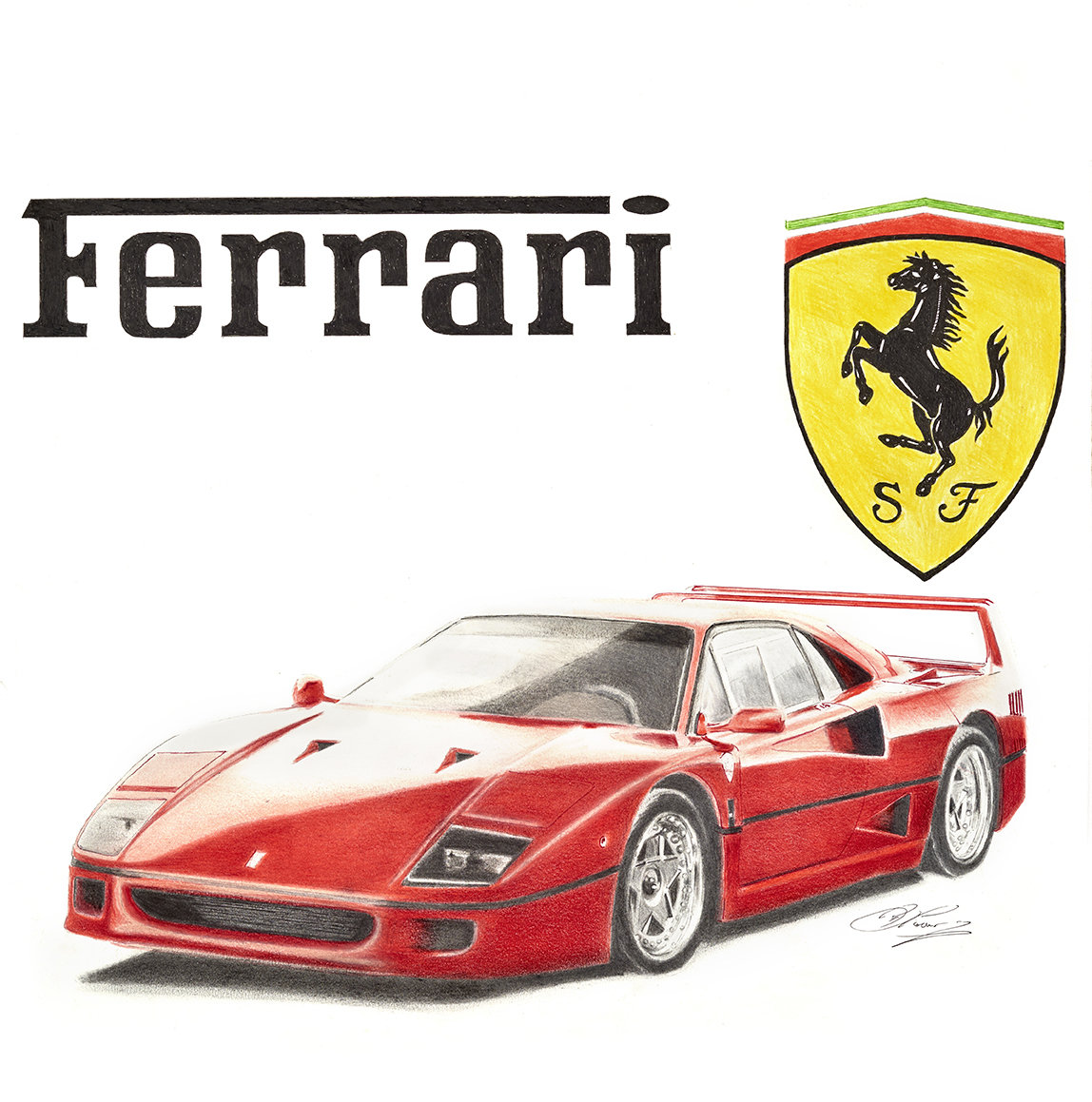 Ferrari F40 an A4 PRINT - Etsy UK