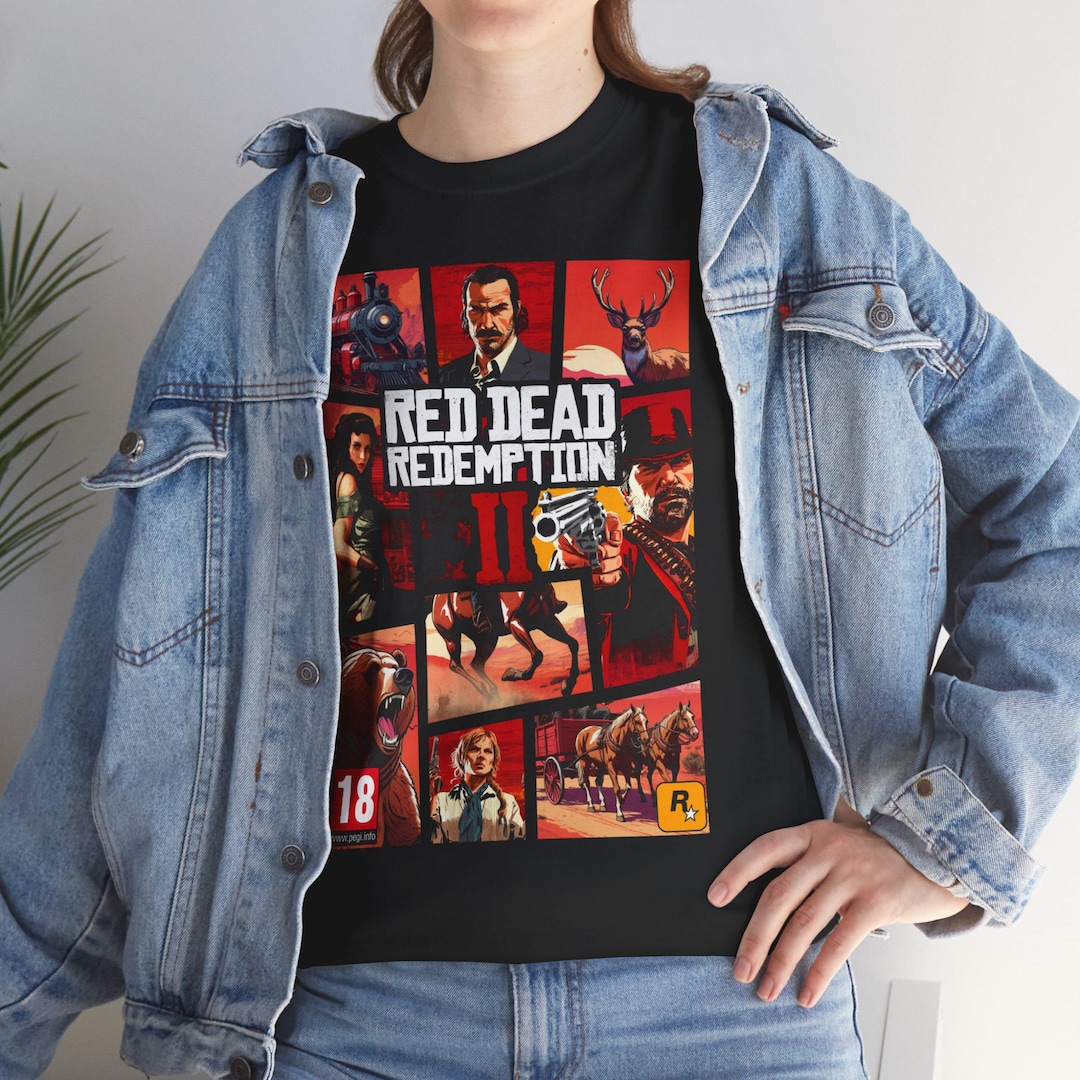 RDR2 Black Unisex T-shirt Video Game Art Cover Inspired by GT V Sizes S ...
