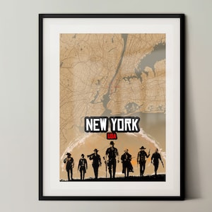 RDR2 Style Custom Map Prints, City Map, Video Game Map Wall Hanging ...