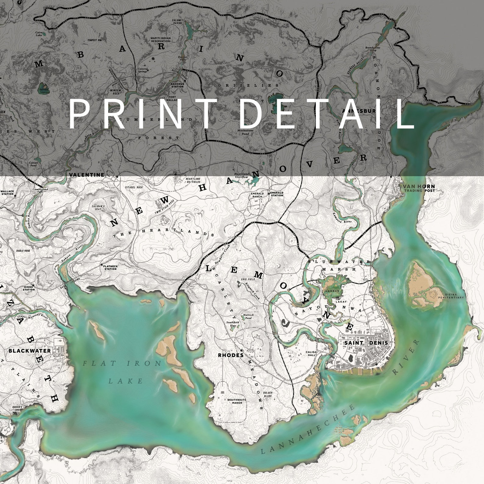 Full RDR2 Custom Print Map Video Game Map Wall Hanging Poster - Etsy