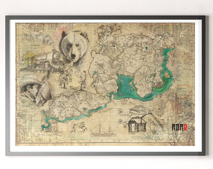 Full RDR2 Map of the States Custom Print Map Video Game Map - Etsy