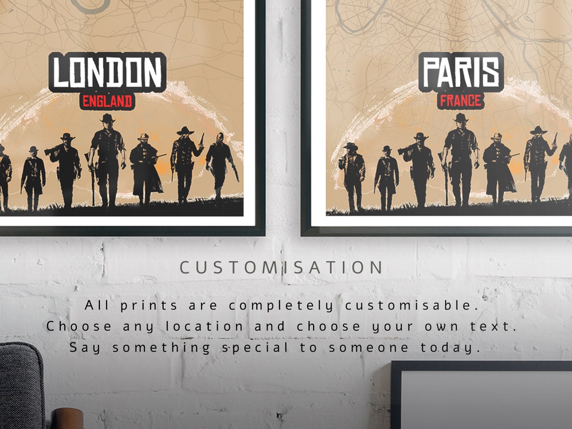 RDR2 Style Custom Map Prints, City Map, Video Game Map Wall Hanging ...