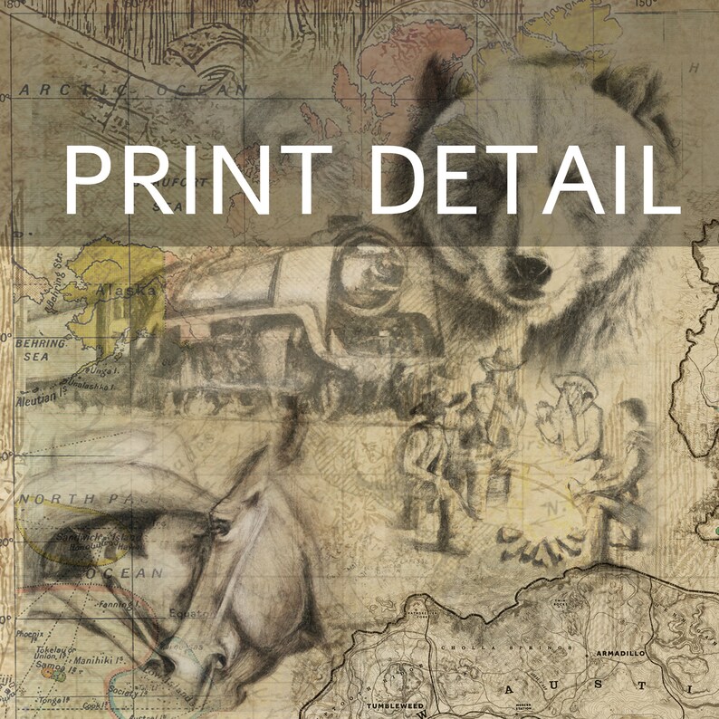 Mapa completo RDR2 de los Estados, mapa impreso personalizado, mapa de ...