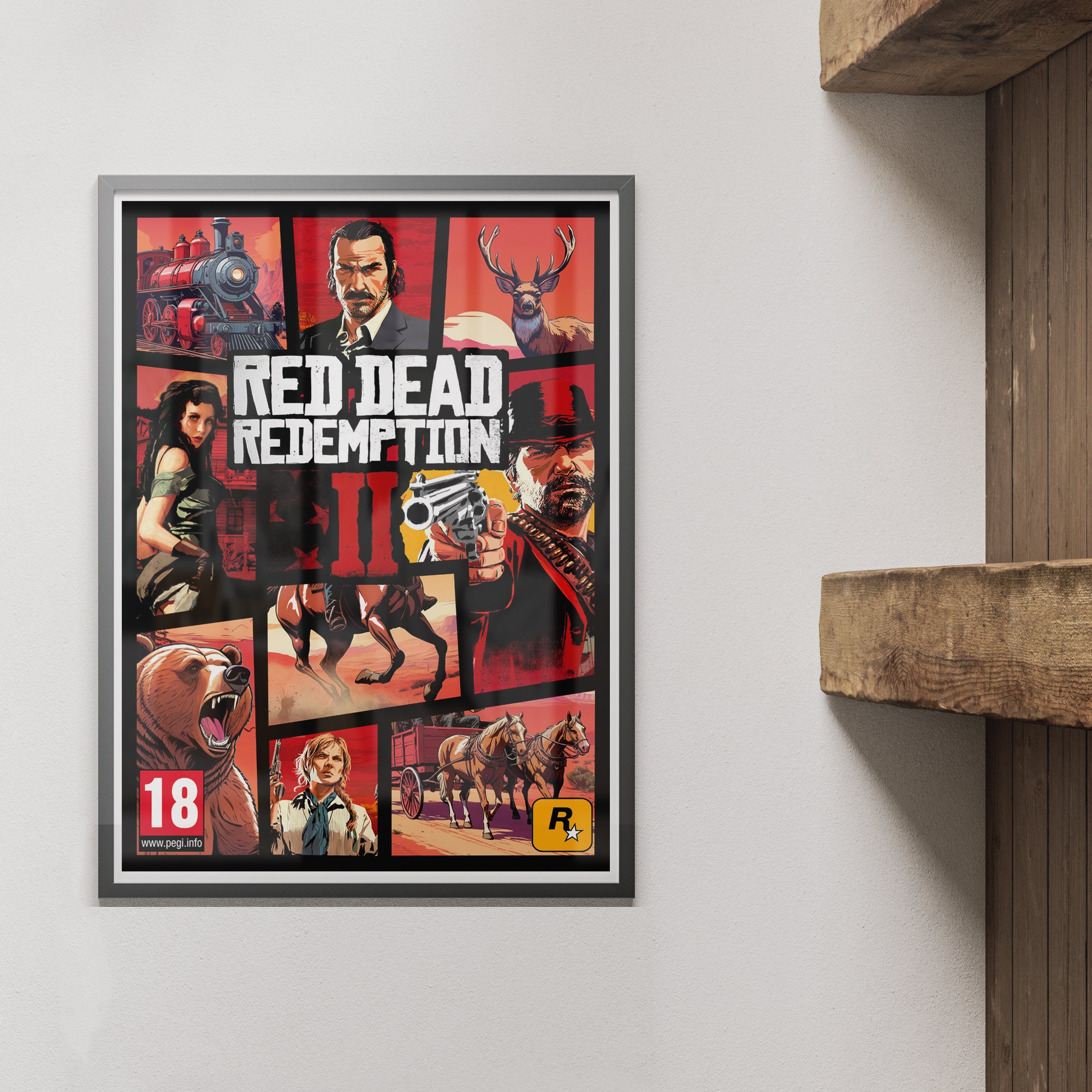 RDR2 Video Game Art Cover Poster Inspired by GTA V Wall Hanging Print ...