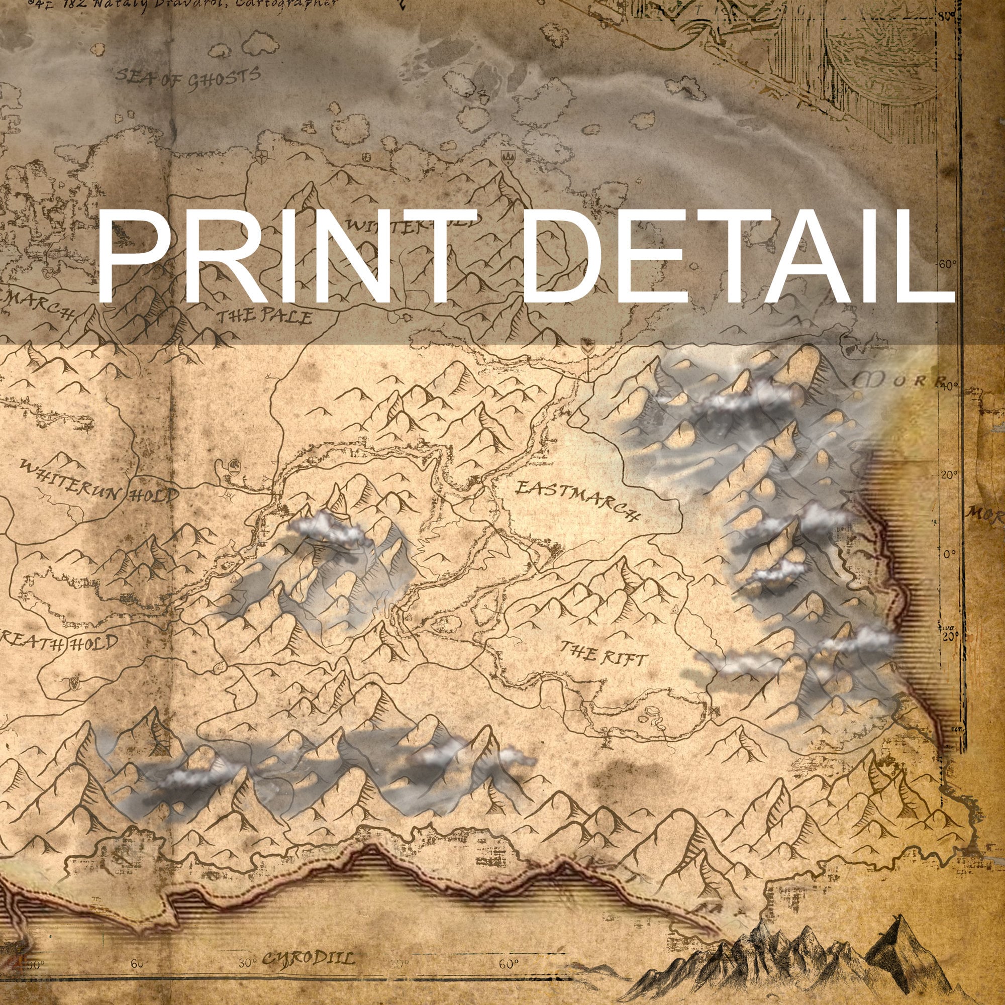 Skyrim the Elder Scrolls World Map Custom Print Map Video Game Map Wall ...