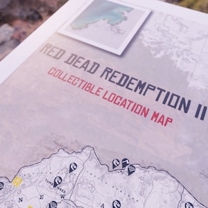 Full RDR2 Map Collectable Guide Hidden Location Print Video Game Wall ...