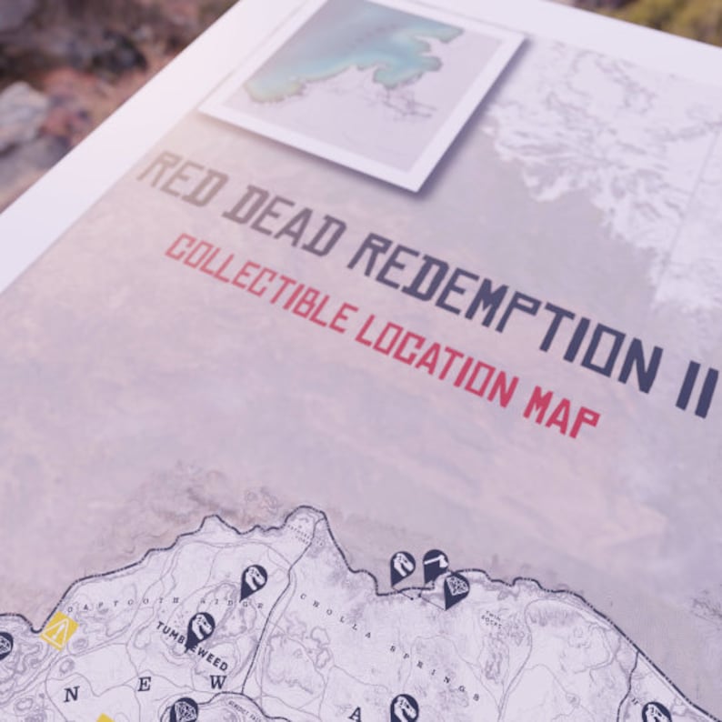 Full RDR2 Map Collectable Guide Hidden Location Print Video Game Wall ...