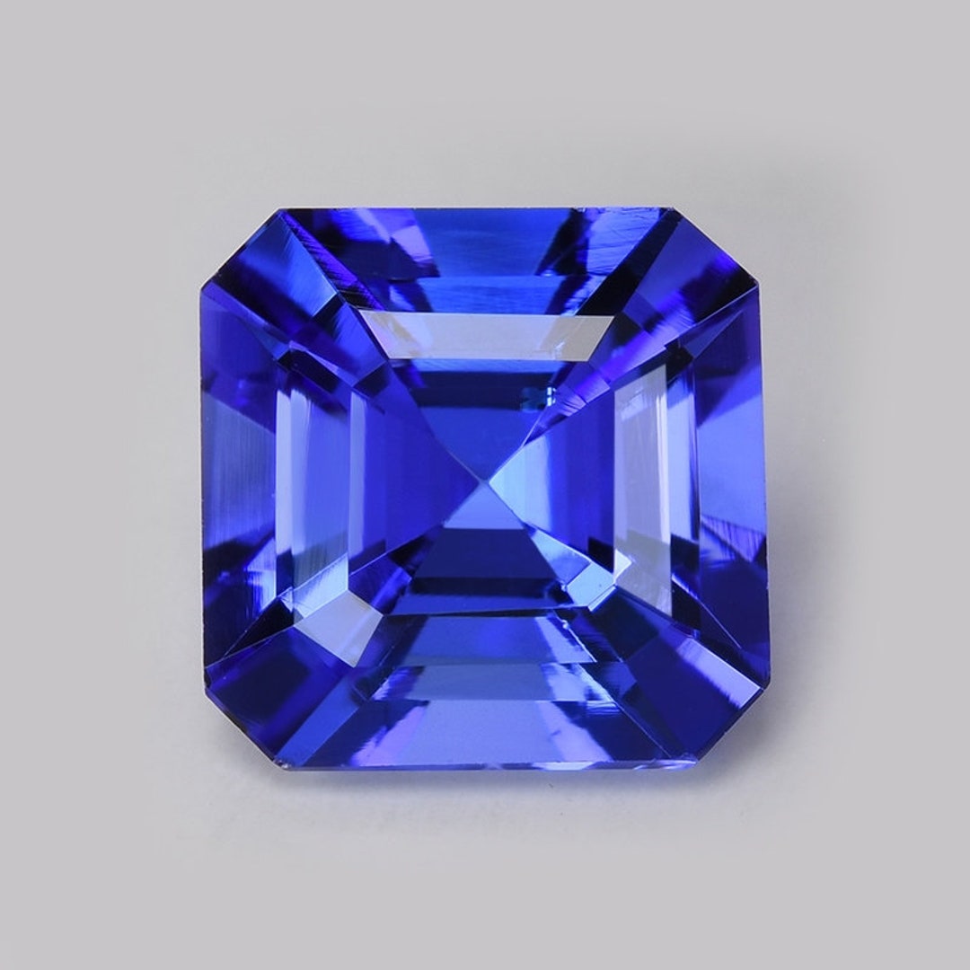 3.87cts Excellent Natural Blue Color Tanzanite Asscher Cut Loose ...