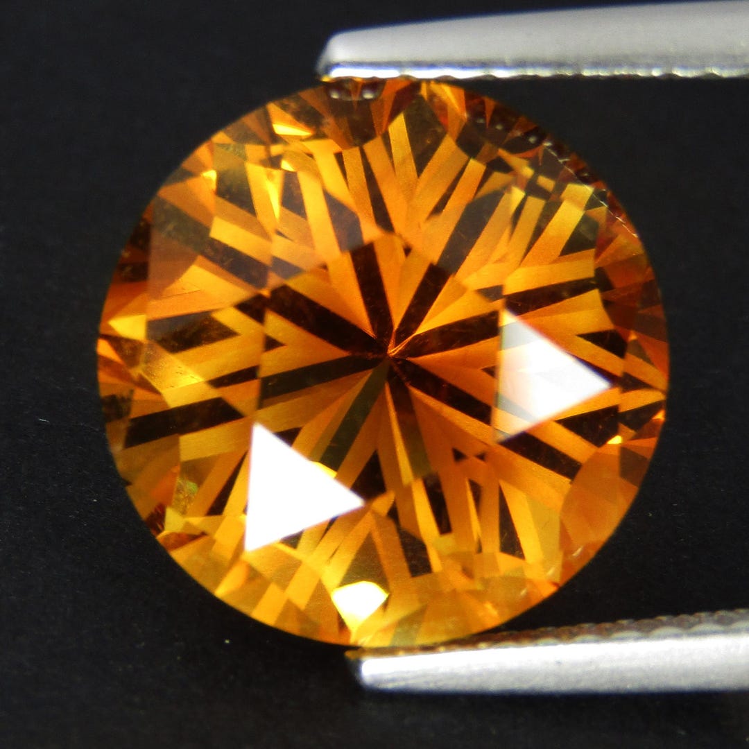 7.02cts 100% Natural Sparkling Nice Round Precision Cut Citrine Loose ...